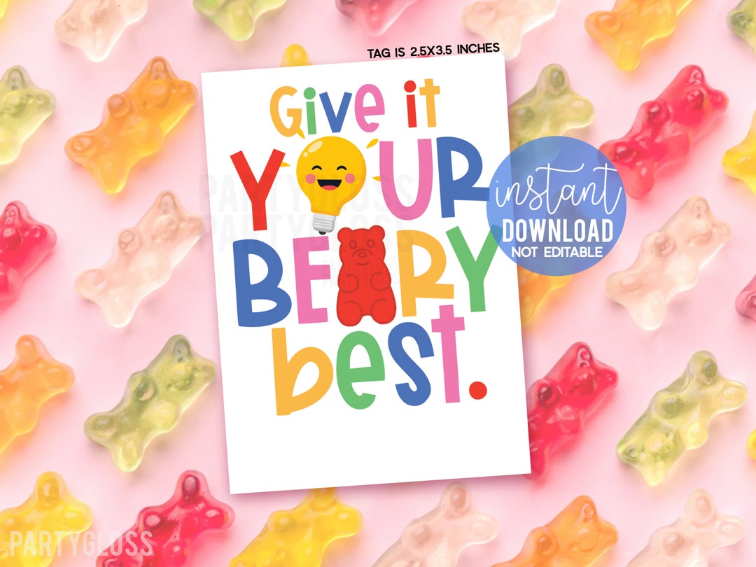 Test Taking Give It Your Beary Best Good Luck Printable Gift Tags ...