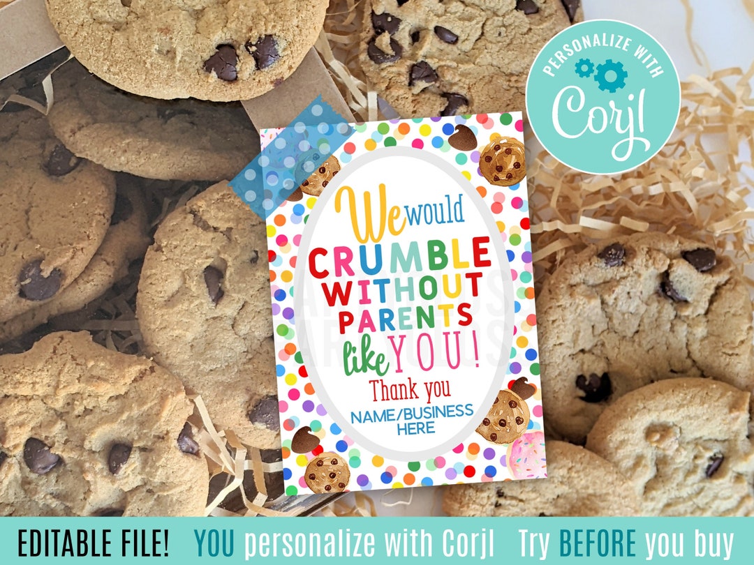 Editable Parent Appreciation Printable Tags Cookie Tag Gift for ...