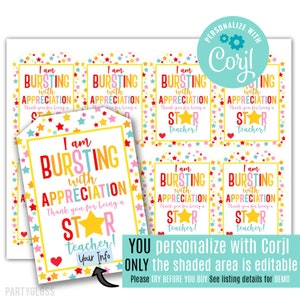 Editable Teacher Appreciation Printable Gift Tags, Back to School ...
