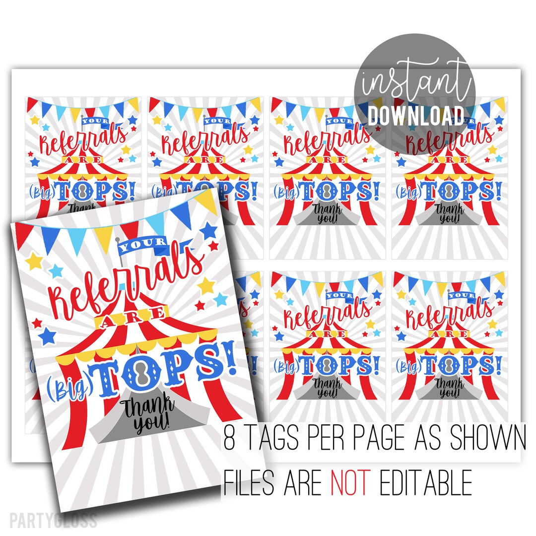 Referral Appreciation Printable Tag | Animal Cracker Referral Tags ...
