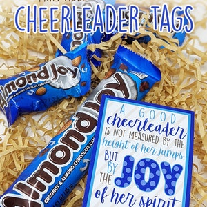 Cheerleader Printable Gift Tags, Joy Cheer Candy Tag, Competition Game ...