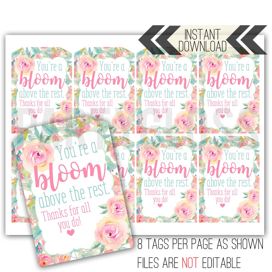 Staff Appreciation Printable Floral Gift Tags, Teacher Appreciation Tag ...