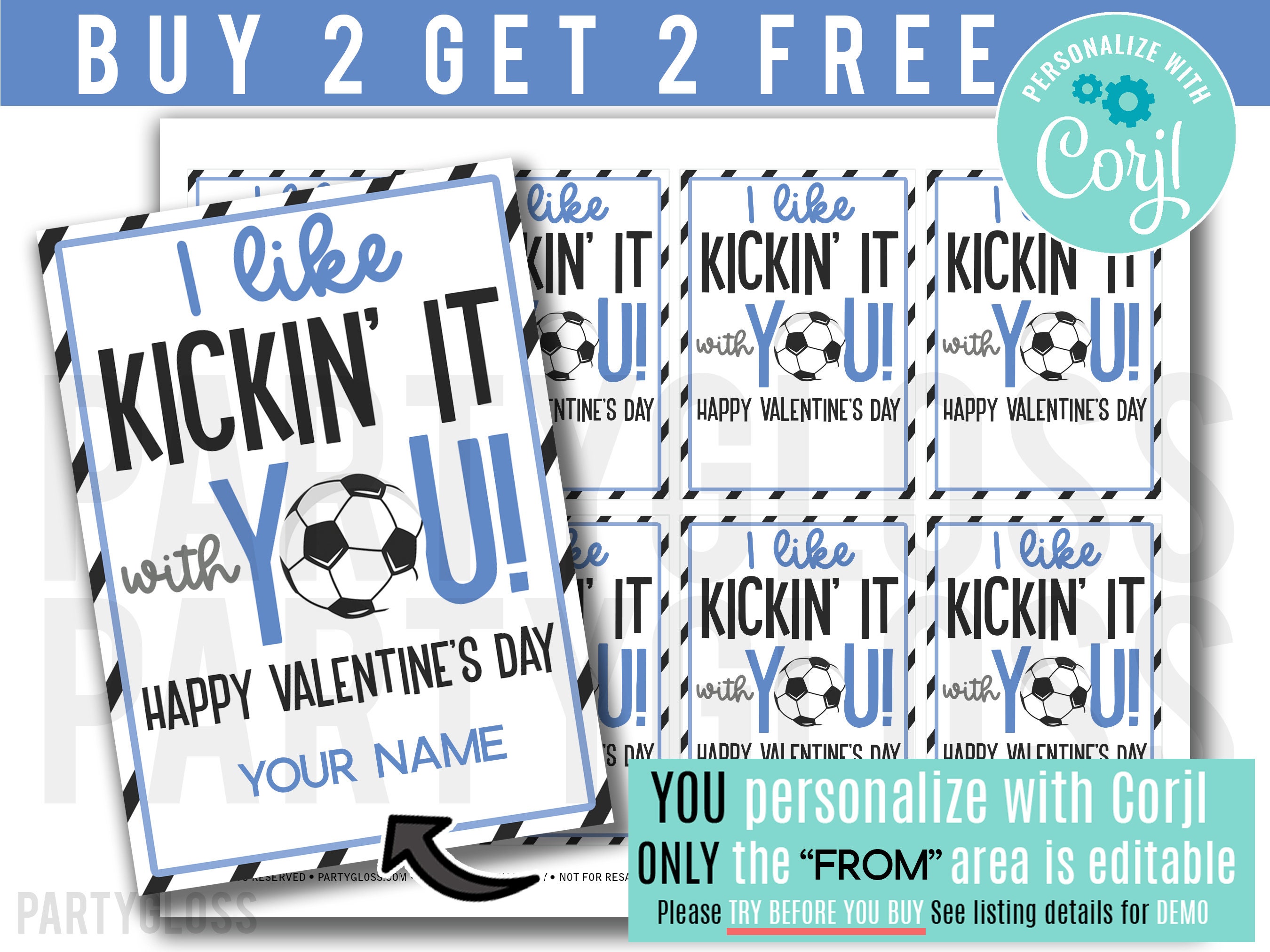 Editable Soccer Valentine's Day Printable Tags I Like Kickin' It With ...