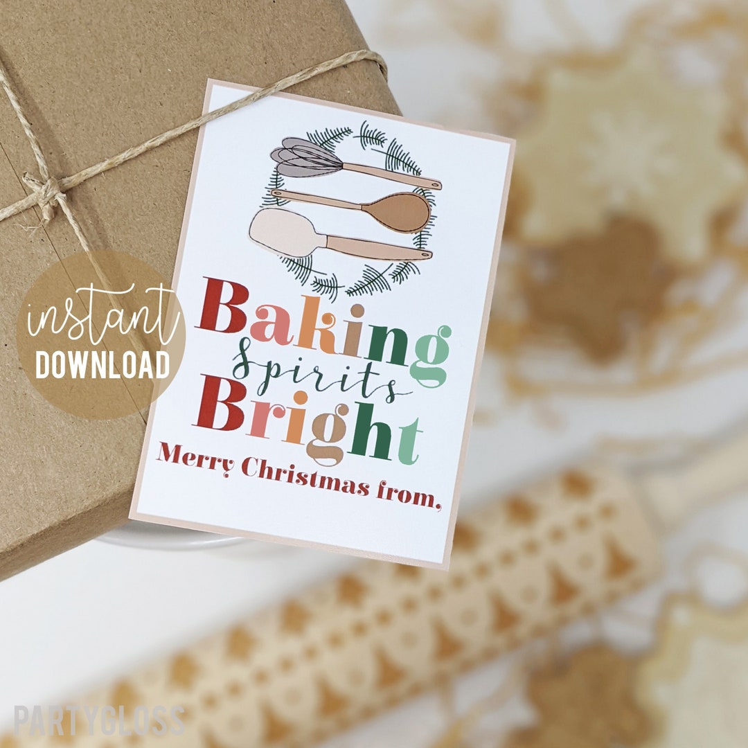 Baking Spirits Bright Printable Gift Tags, Baked Goods Exchange Boho ...