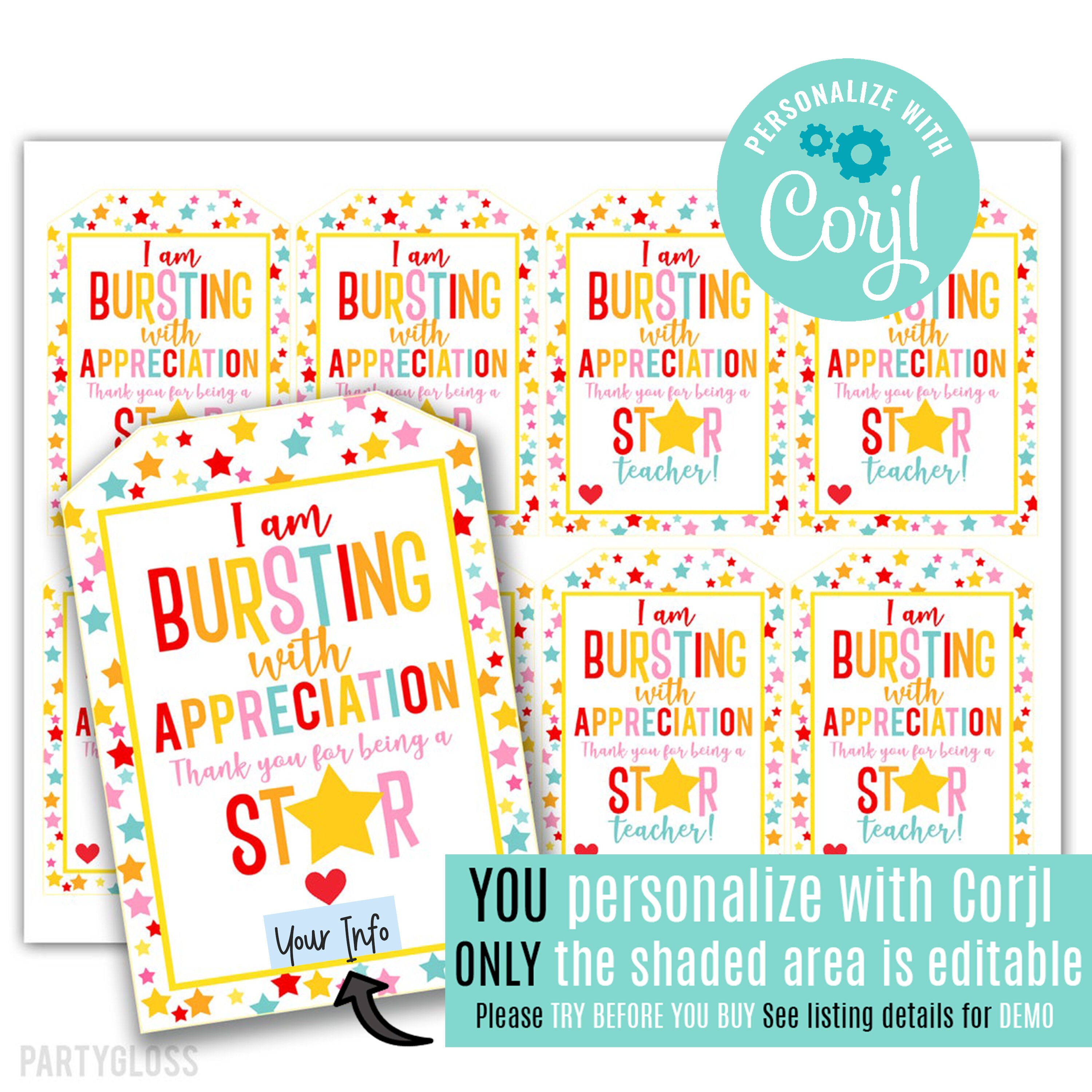 Editable Staff Appreciation Printable Tag Staff Tags Star | Etsy