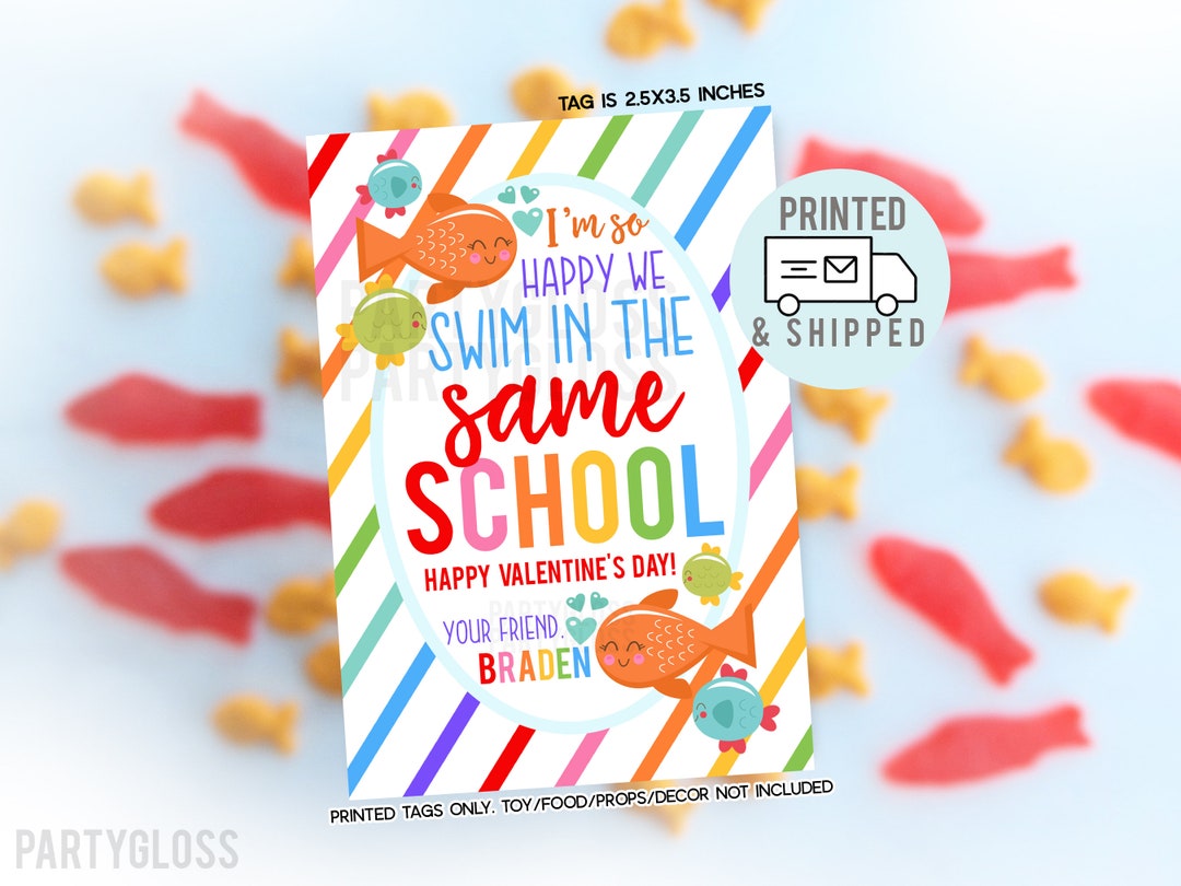 Printed and Shipped Valentine's Day Fish Tags, Valentine Valentines Day ...