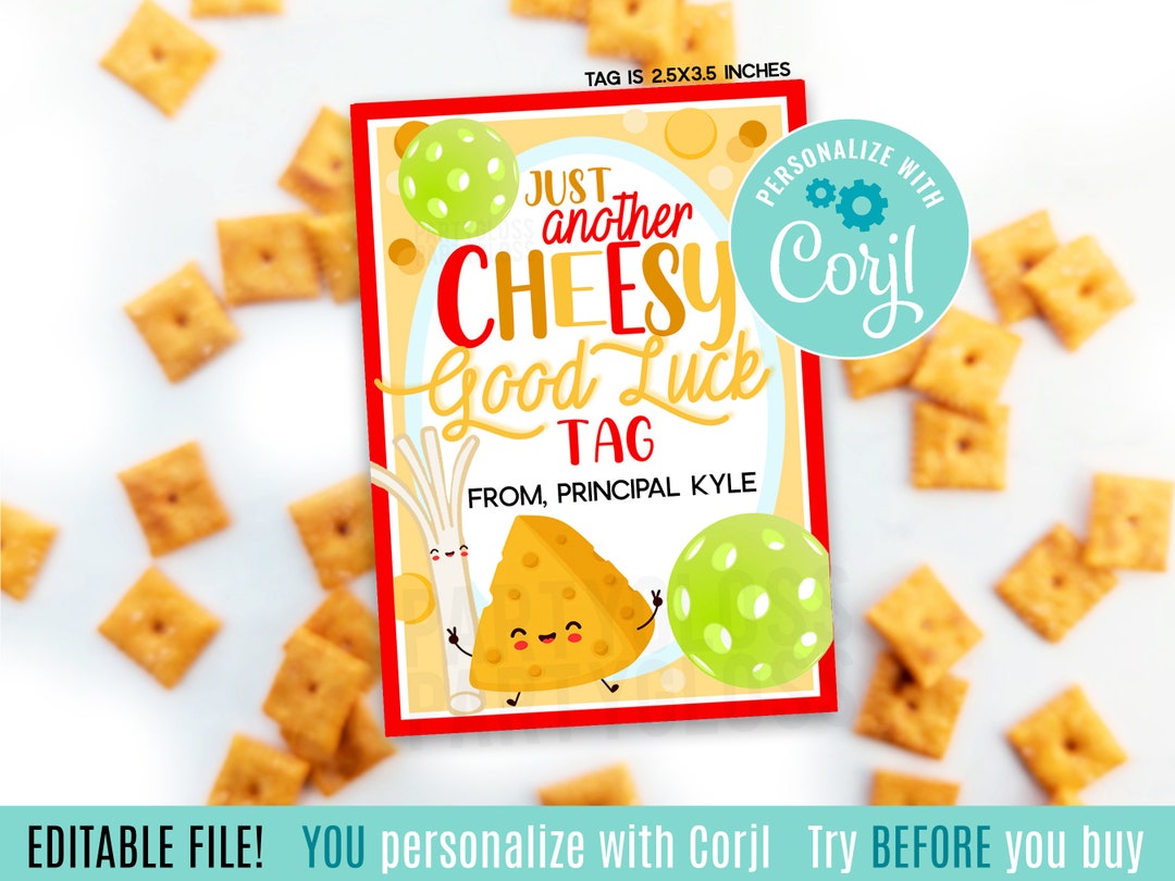 Editable Pickleball Cheesy Good Luck Printable Gift Tags, Cheese ...