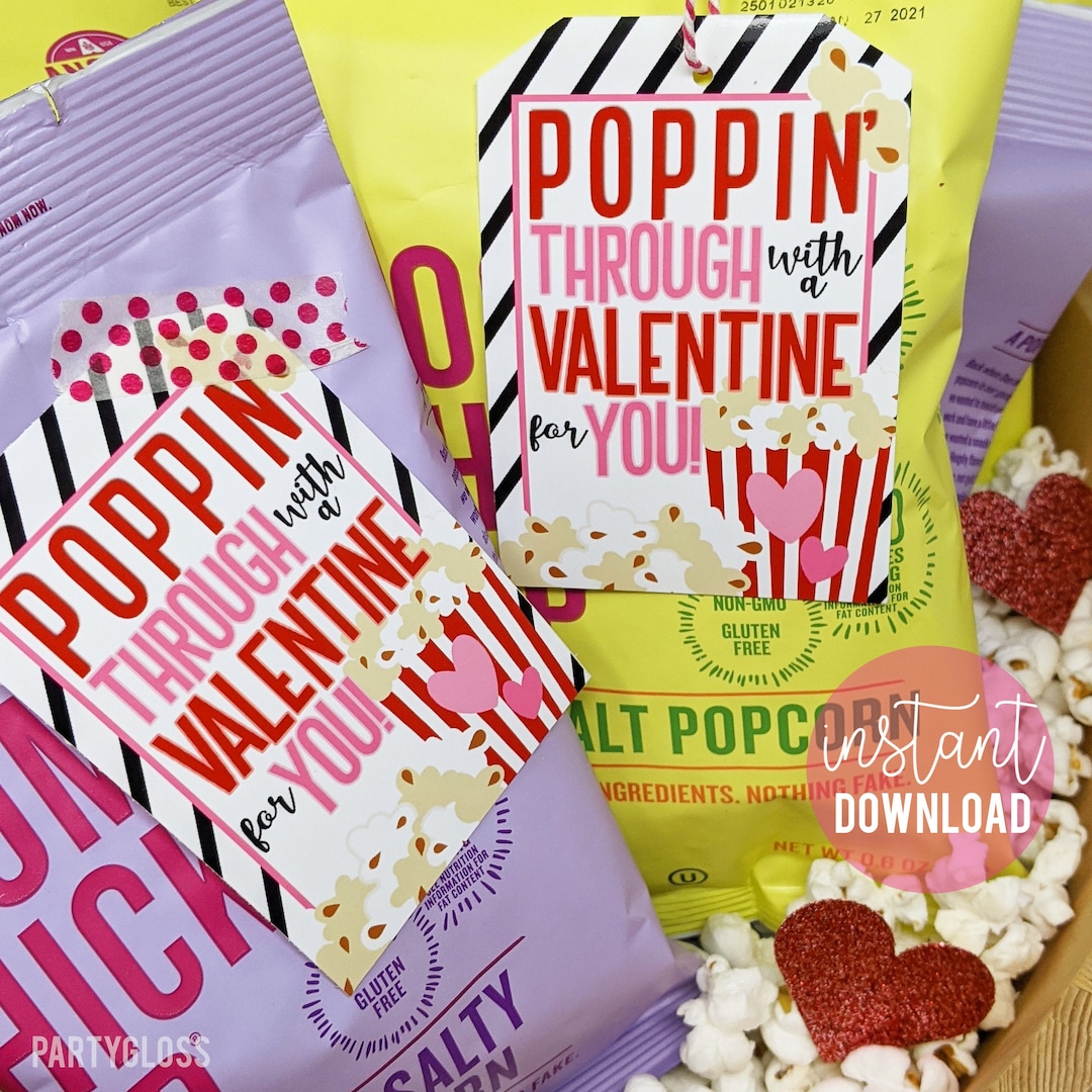 Popcorn Valentine's Day Printable Tags Poppin' Through Valentine Class ...