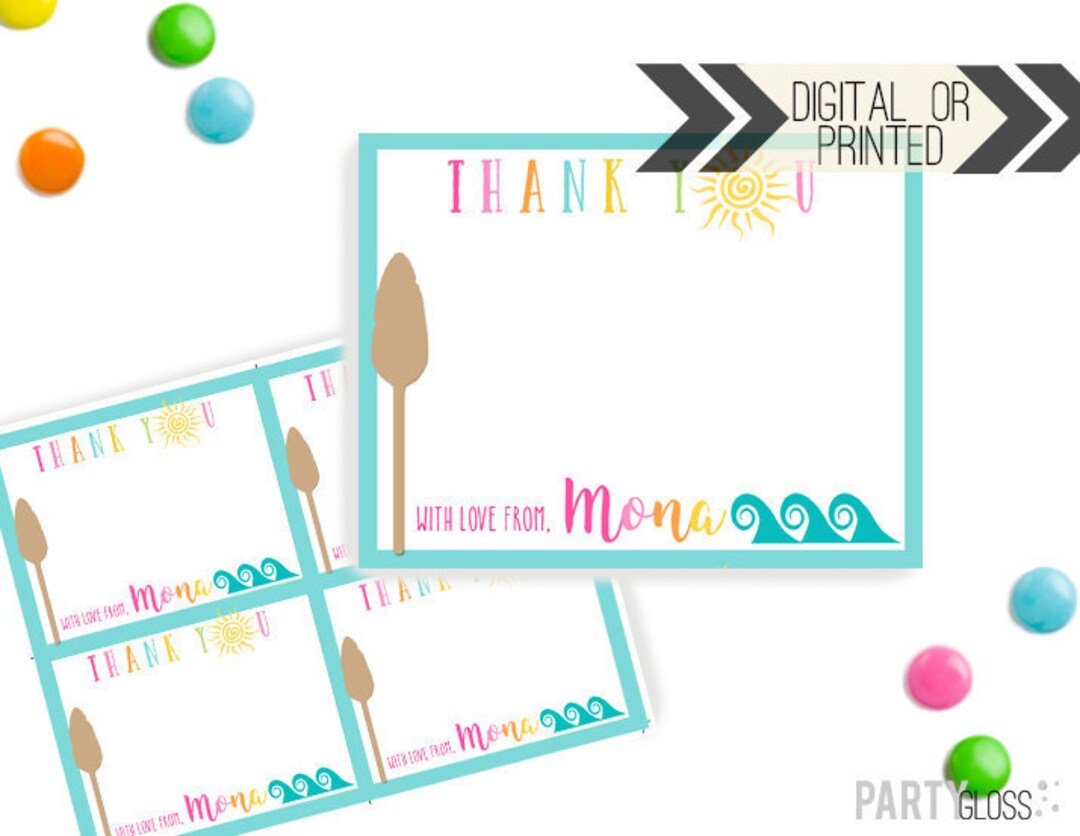 Hawaiian Thank You Card | Hawaii Party Thank You | Digital or Printed ...