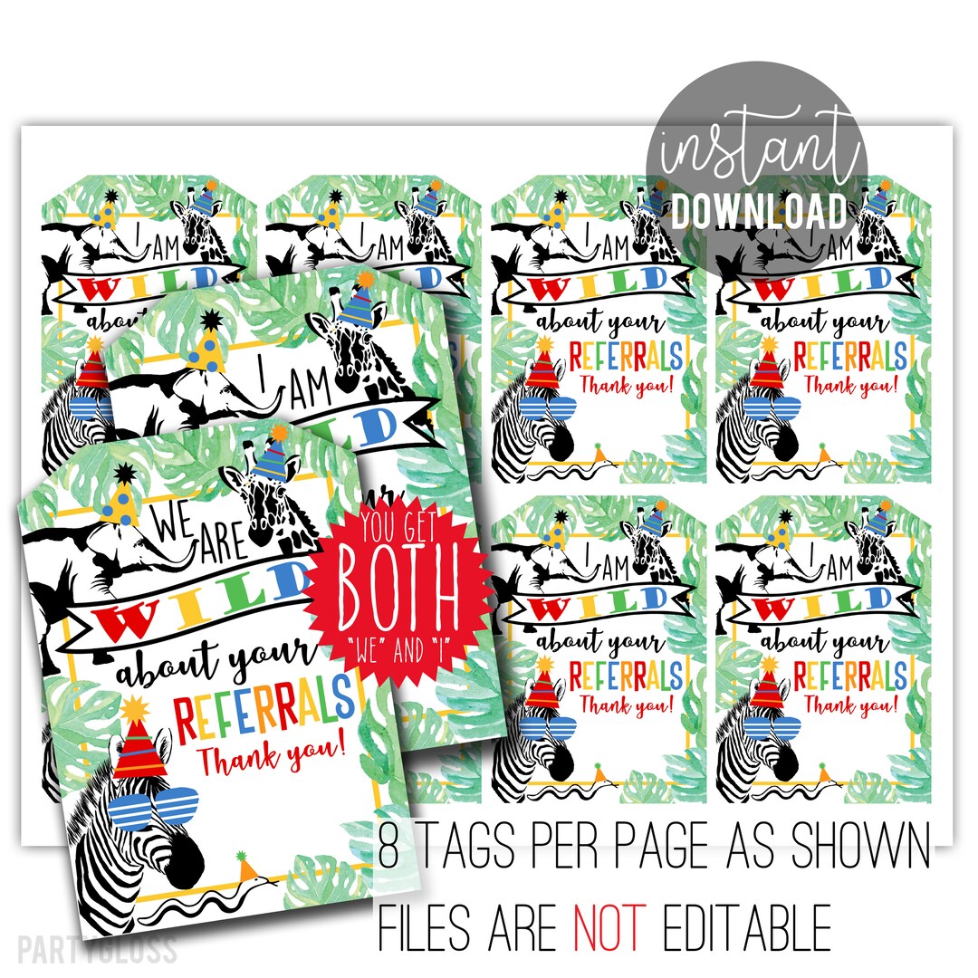 Referral Appreciation Printable Tag | Animal Cracker Referral Tags ...