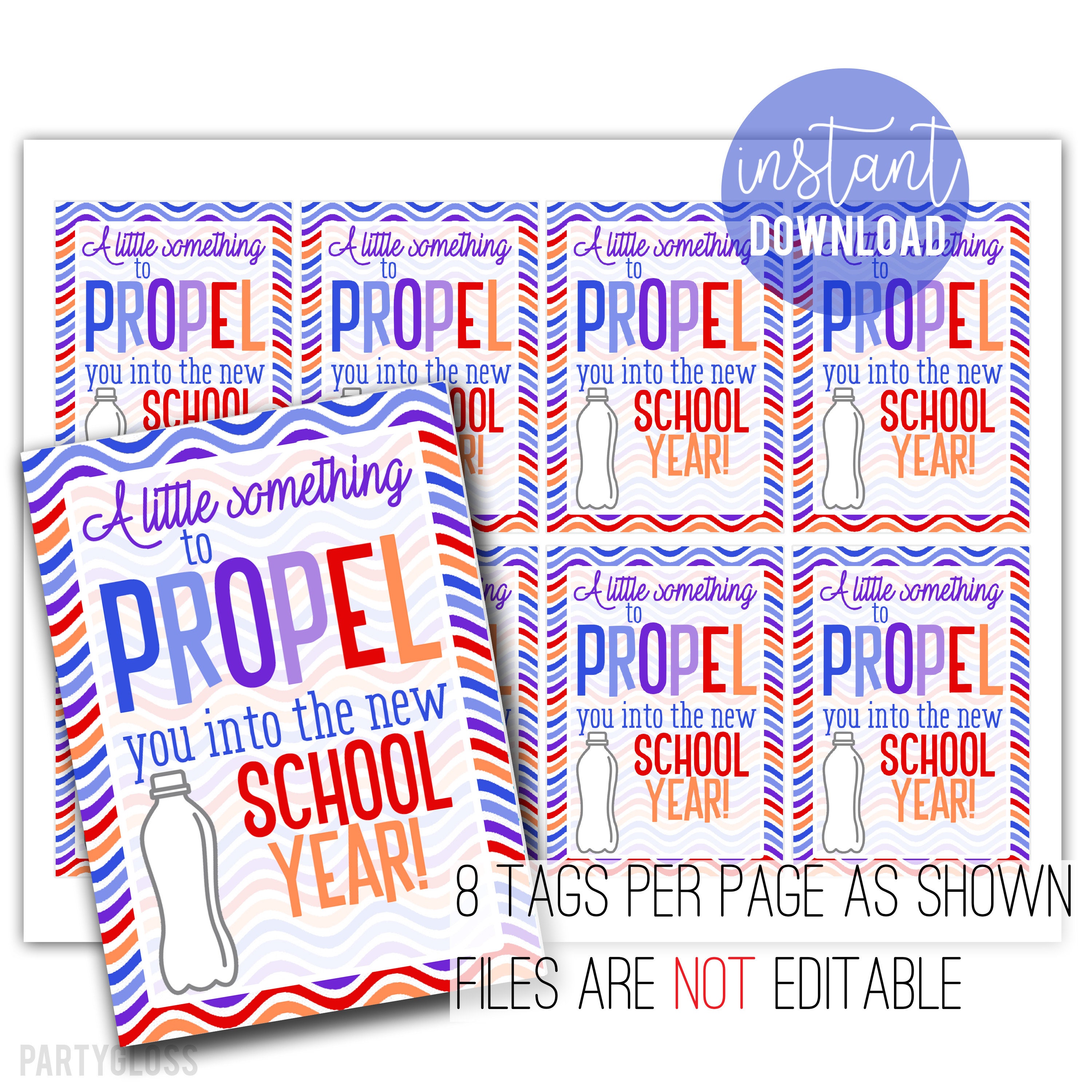 Sports Drink Back to School Printable Gift Tags, Propel You Into New ...