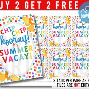 Chip Chip Hooray End of Year Printable Tags, It's Summer Vacay Tag ...
