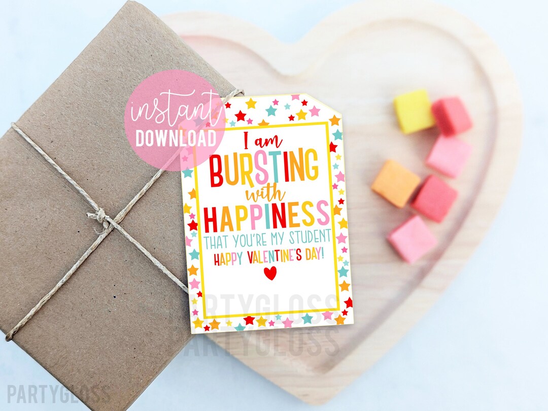 Valentine's Day Printable Tags, Star Valentine Bursting, Gift to Class ...