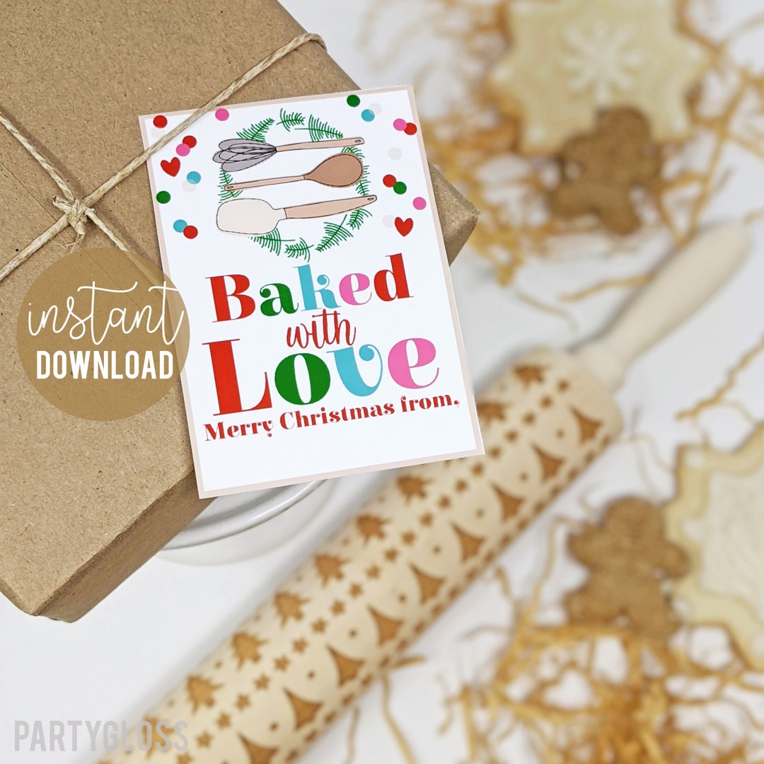 Baked With Love Printable Tags | Baked Goods Tag | Modern Christmas Tag ...