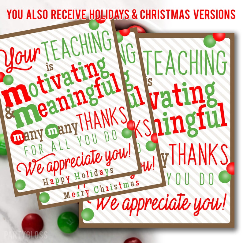 Teacher Holiday Appreciation Print Teacher Appreciation - Etsy