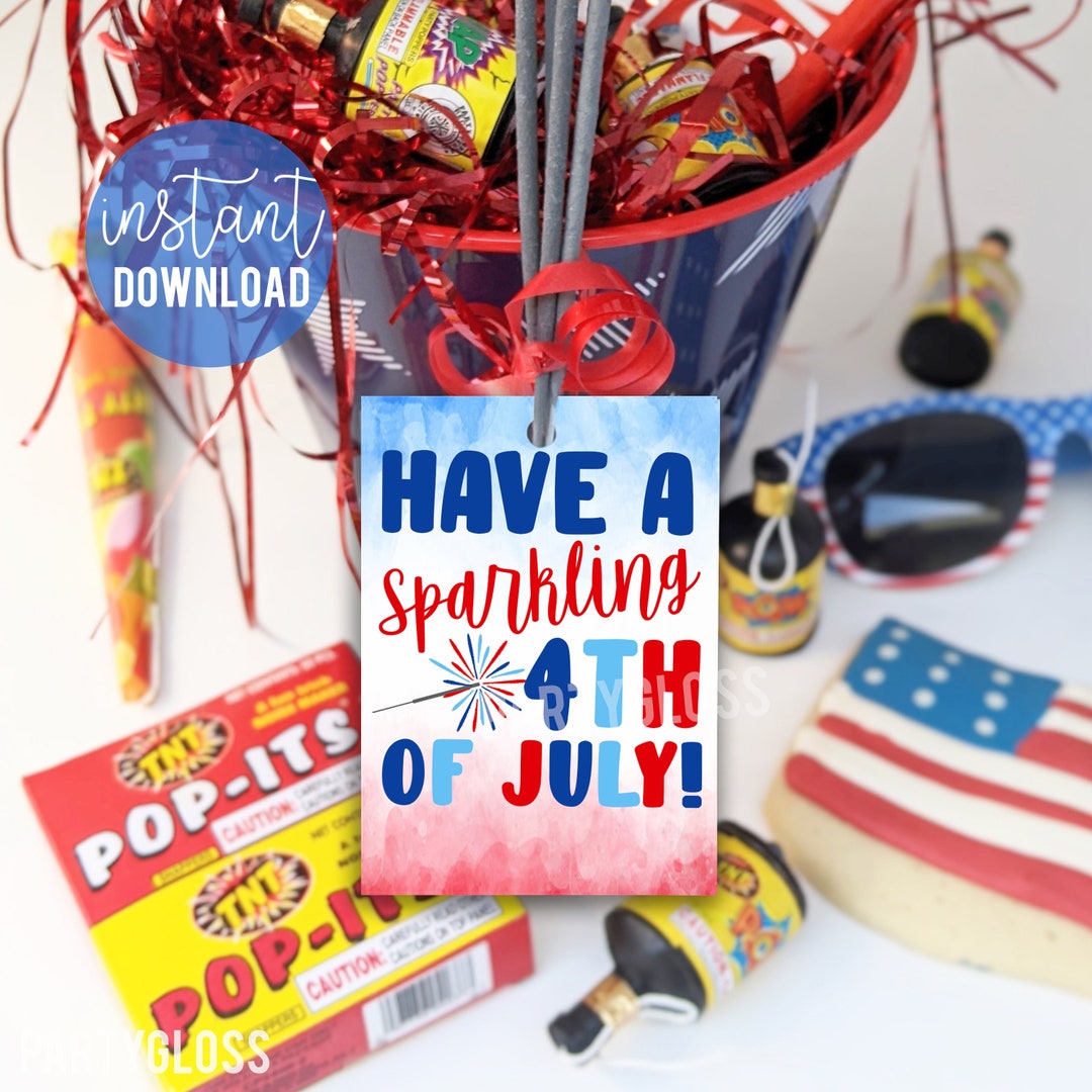 Sparkling 4th of July Sparkler Printable Tags, Holder Independence Day ...