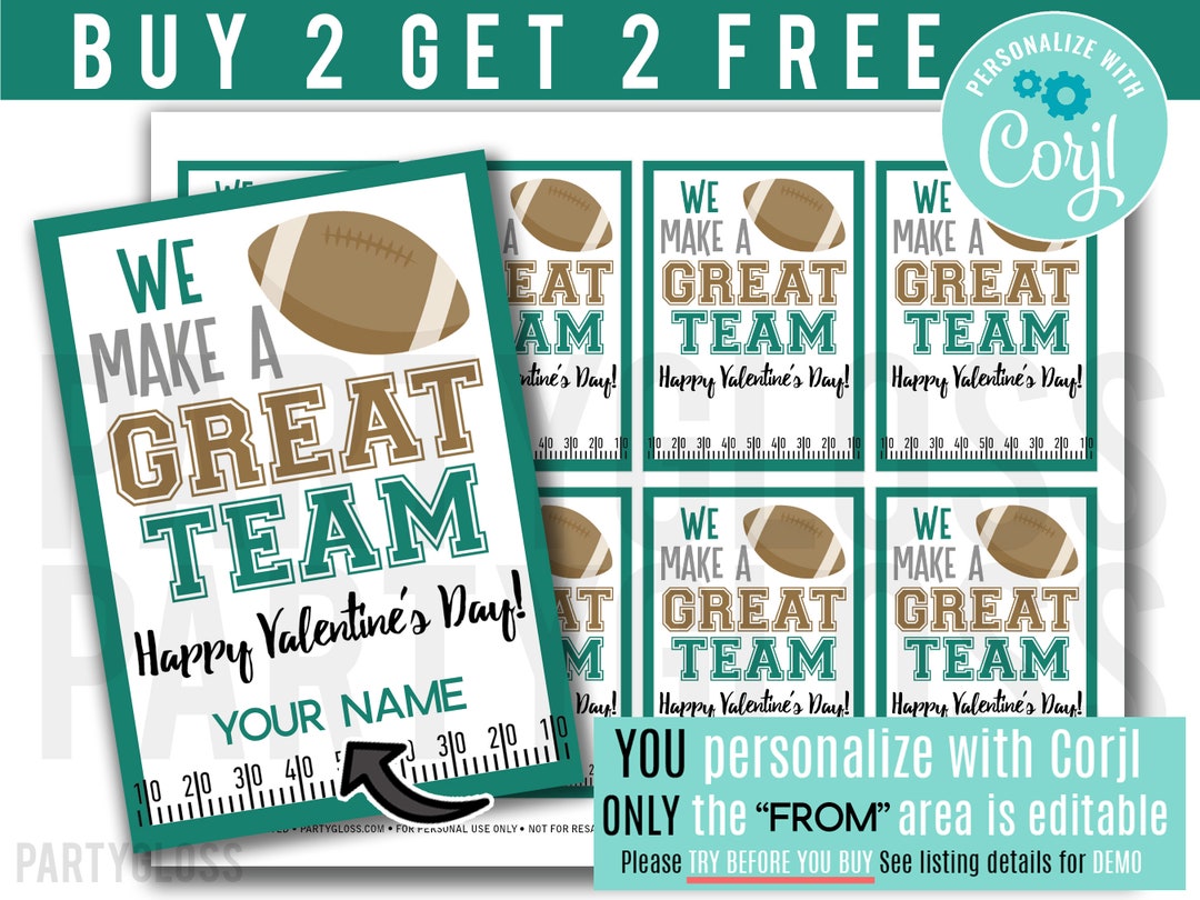 Editable Football Valentine's Day Printable Tags Make A Great Team ...