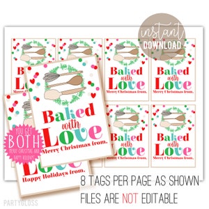 Baked With Love Printable Tags | Baked Goods Tag | Modern Christmas Tag ...