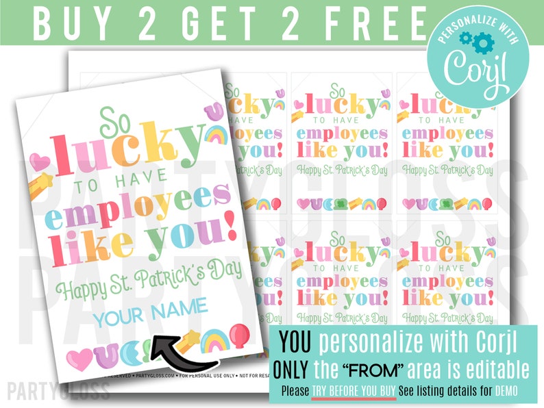 Editable Employee Appreciation St. Patrick's Day Printable Tags Staff ...