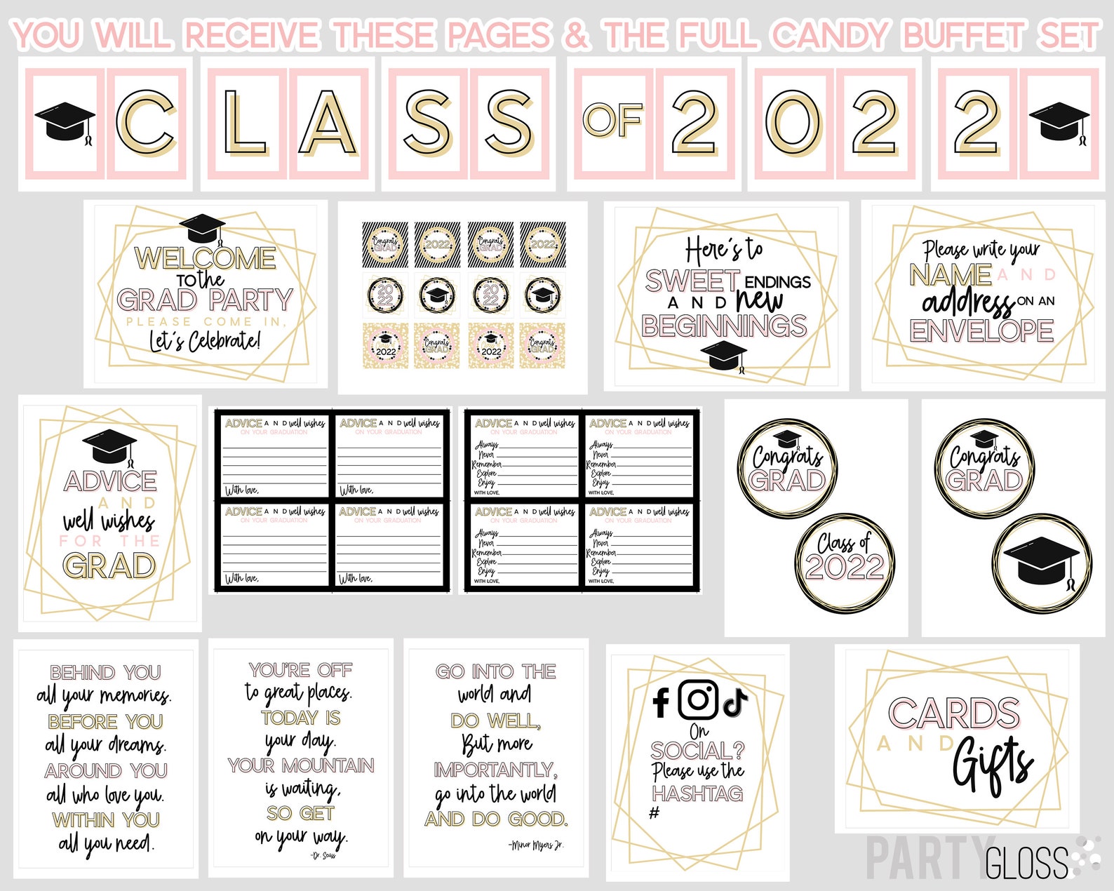 Graduation Printable Package Grad Party Decor Class of - Etsy