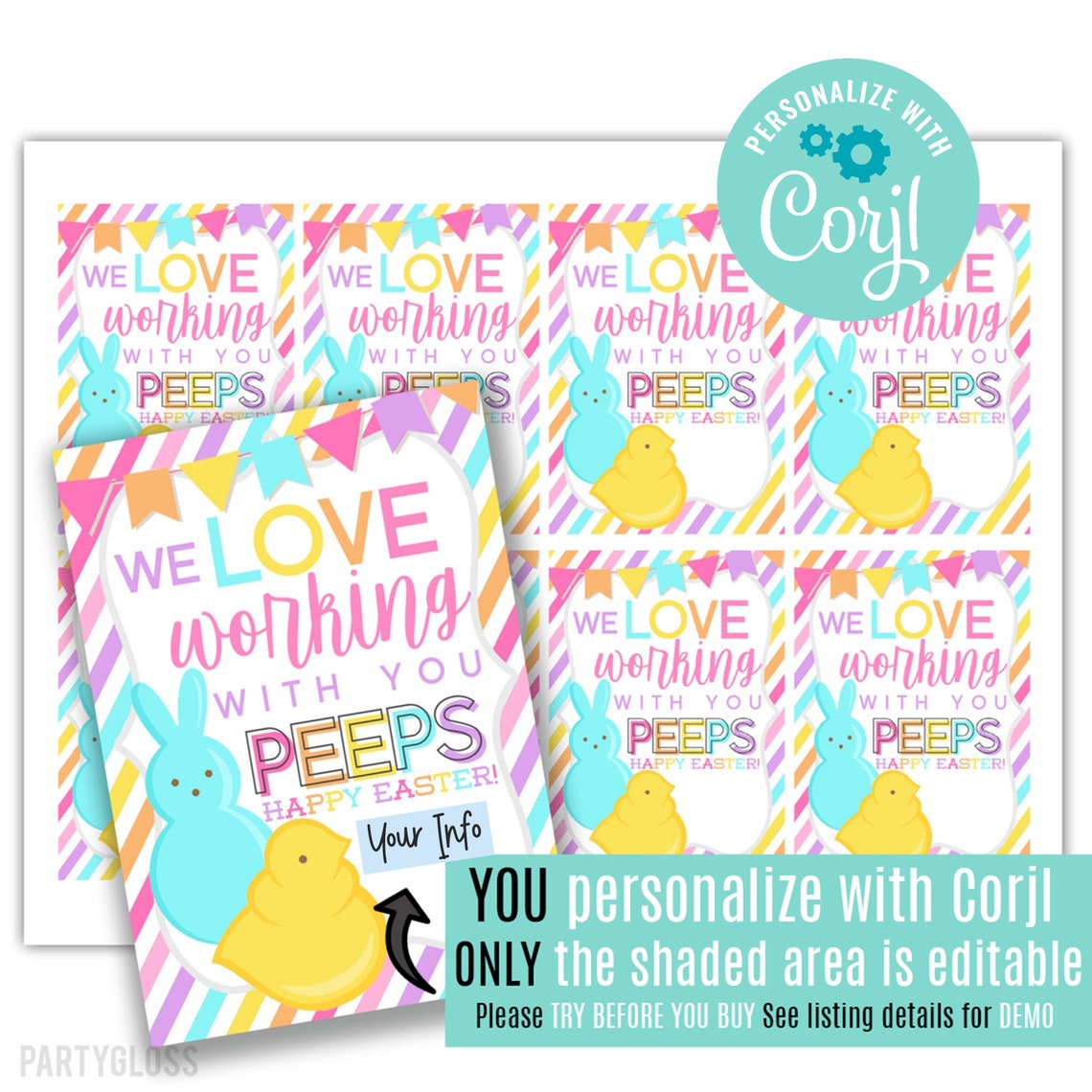 Editable Easter Work Appreciation Printable Tags Team Member - Etsy