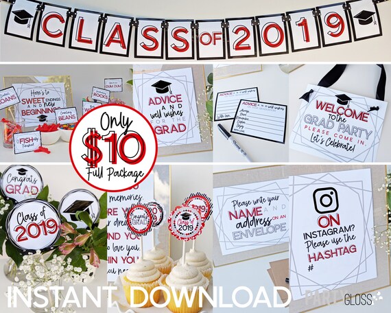 Graduation Printable Package Grad Party Decor Class of | Etsy