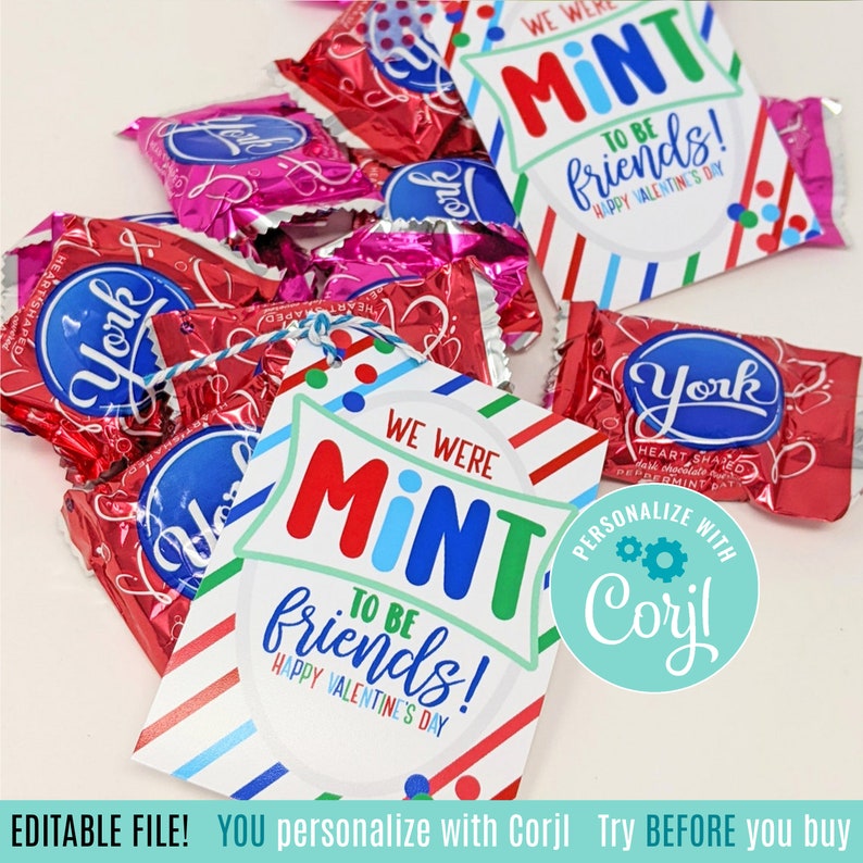 Editable Valentine's Day Printable Tags Peppermint - Etsy