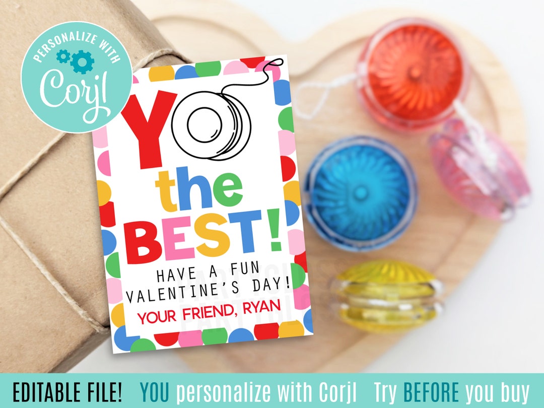 Editable Yo Yo Valentine's Day Printable Gift Tags, Non Food Yo the ...
