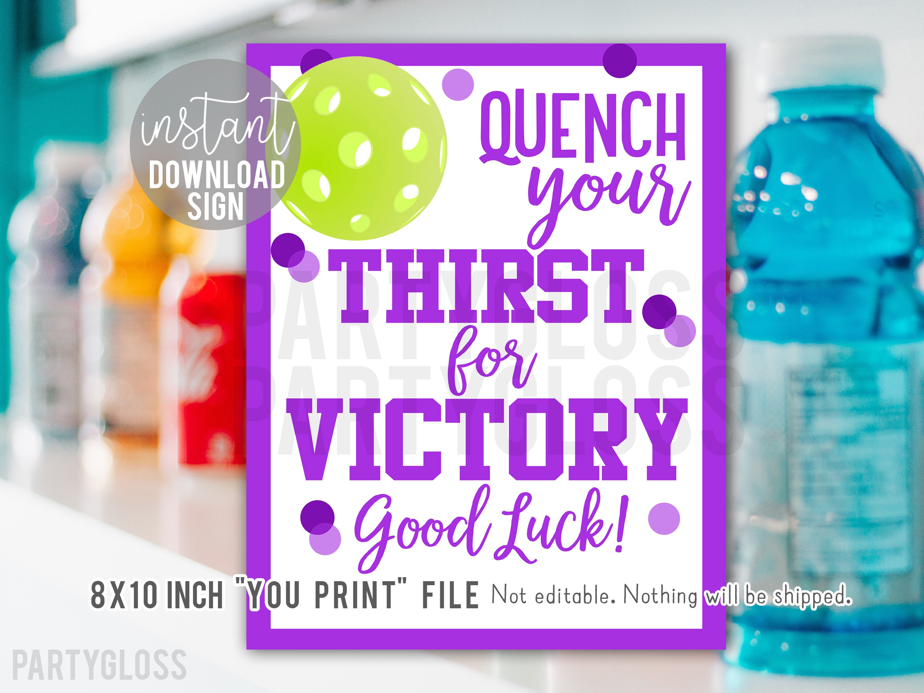 Purple Pickleball Good Luck Printable Tags Quench Your Thirst for ...