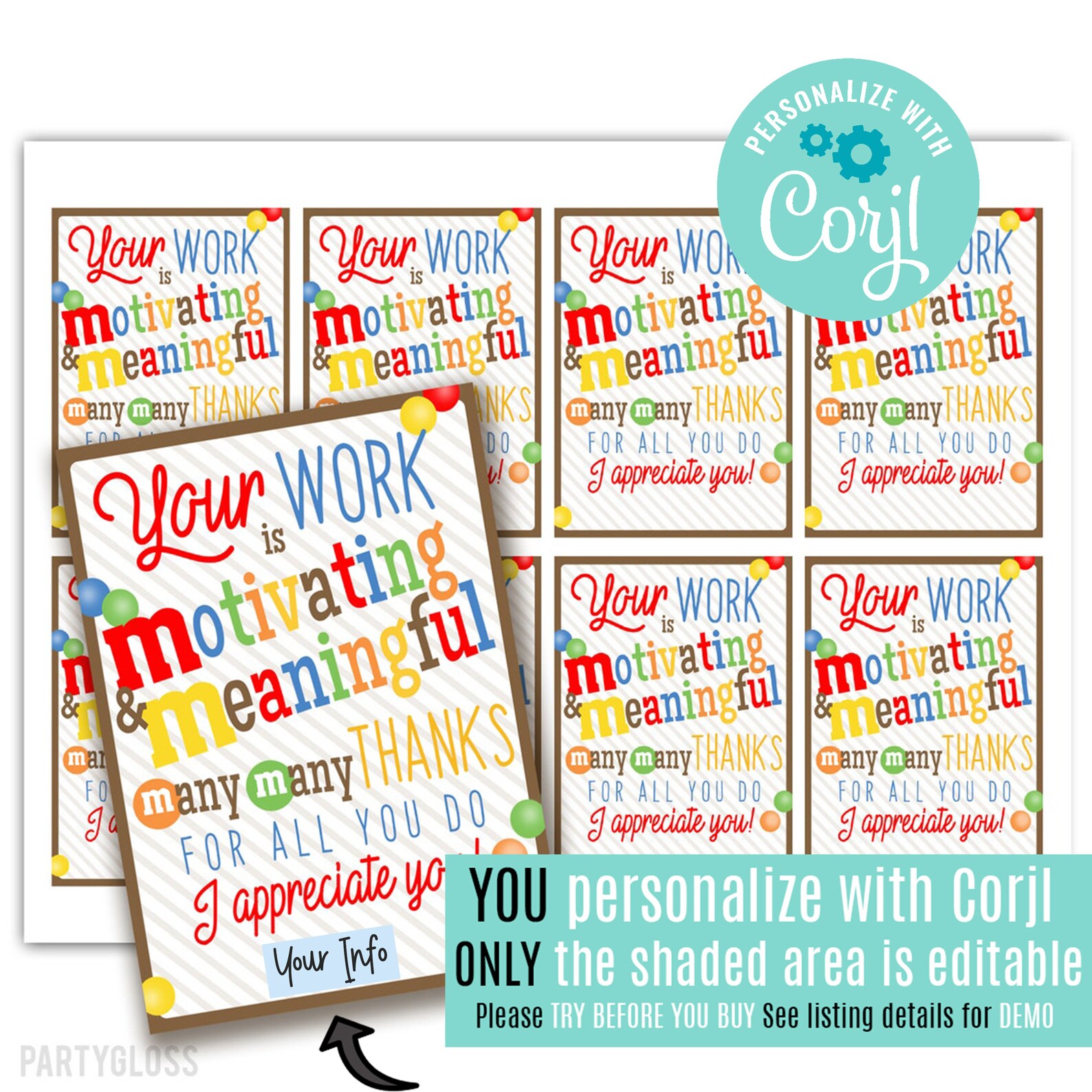 Editable Employee Appreciation Printable Tag Gift Tags | Etsy