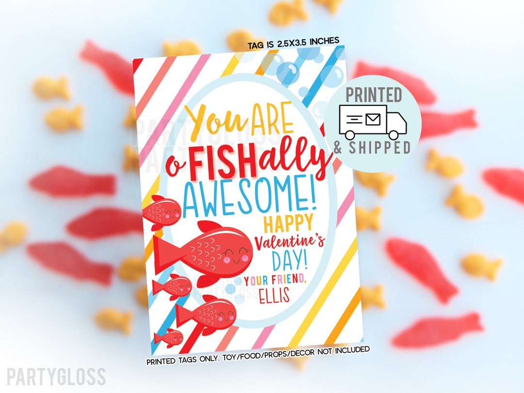 Printed and Shipped Valentine's Day Fish Tags, Valentine Valentines Day ...