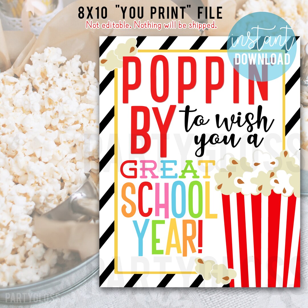 Back to School Popcorn Printable 8x10 Sign, Teacher Appreciation ...