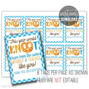 Pretzel Teacher Appreciation Printable Tag | Teacher Tags | Teacher ...