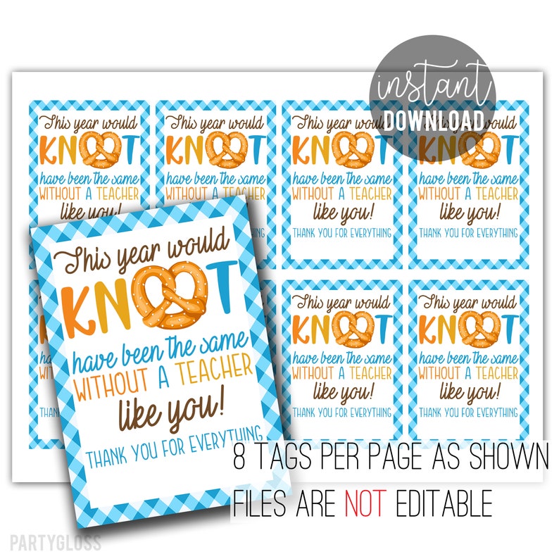 Pretzel Teacher Appreciation Printable Tag Teacher Tags - Etsy