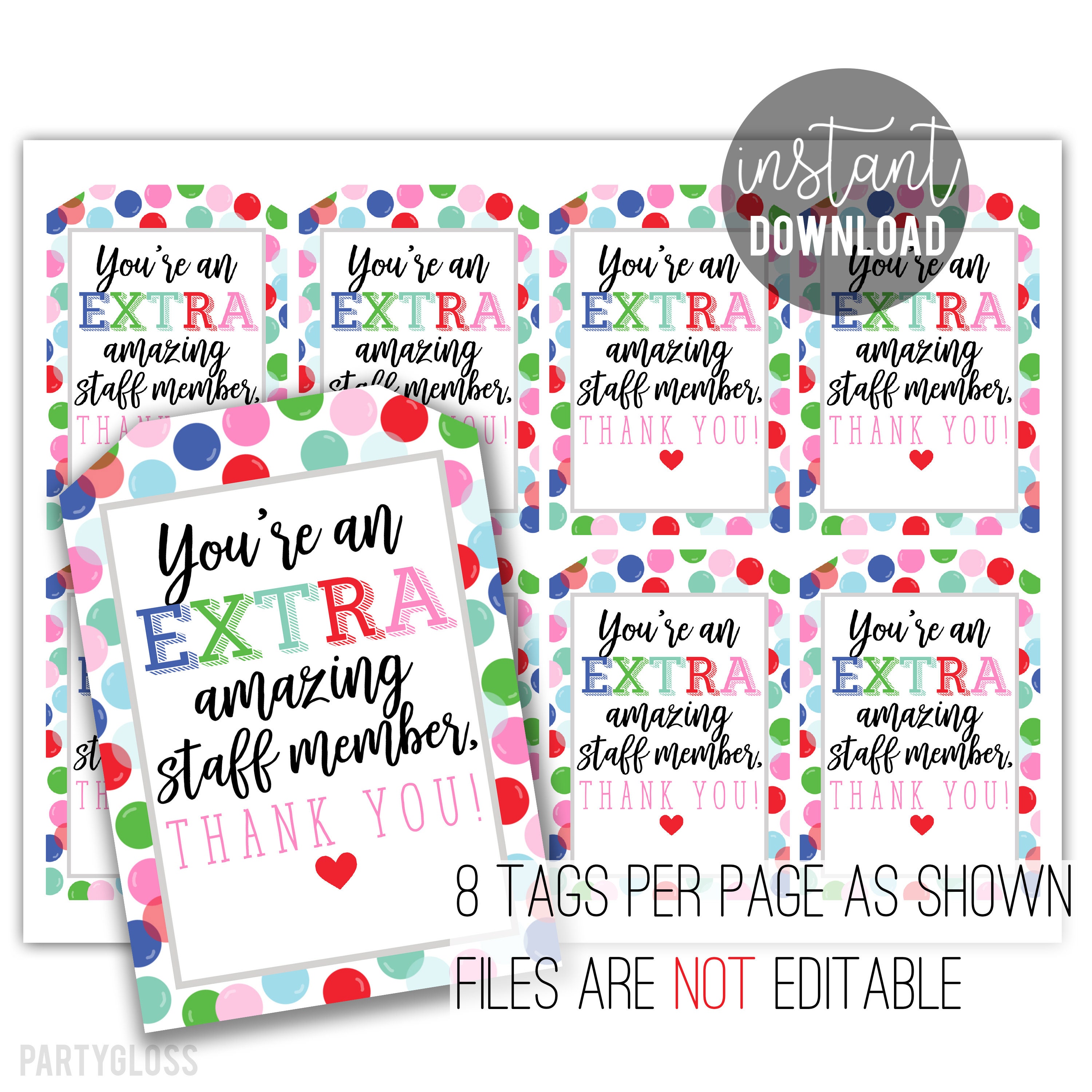 Staff Appreciation Printable Tag | Gum Tags | Extra Tags | Extra ...