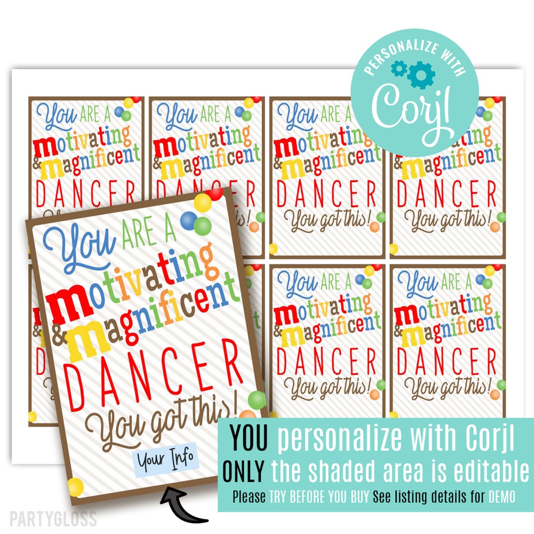 Editable Dancer Printable Tag | Printable Gift Tags | Dance Competition ...