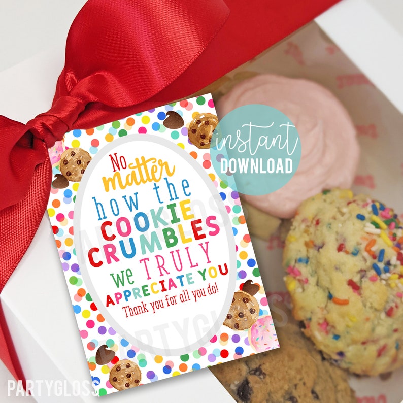 Crumble Cookie Appreciation Printable Tag Printable Cookie - Etsy