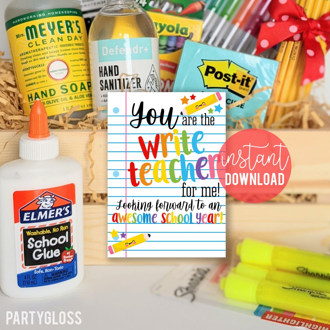 Back to School Printable Gift Tags, You're Write Teacher for Me ...