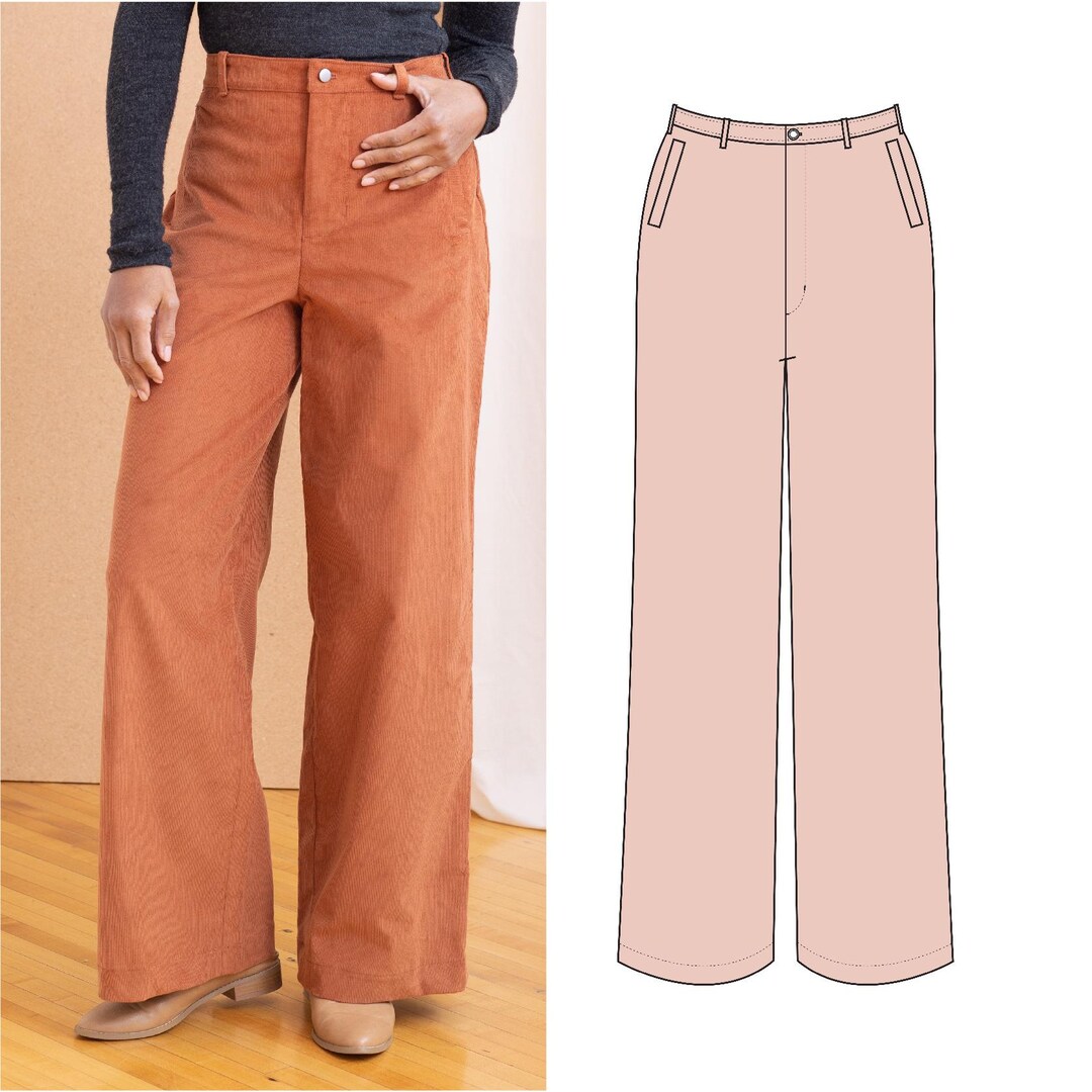 Noah High Rise Wide Leg Pants PDF Sewing Pattern - Etsy