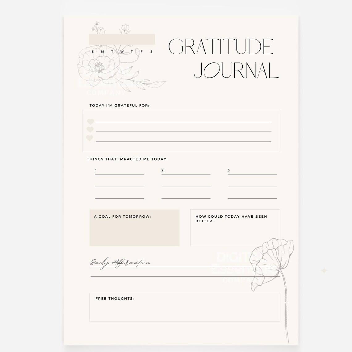 Digital Gratitude Journal - Daily Gratitude Journal - Daily Reflection ...