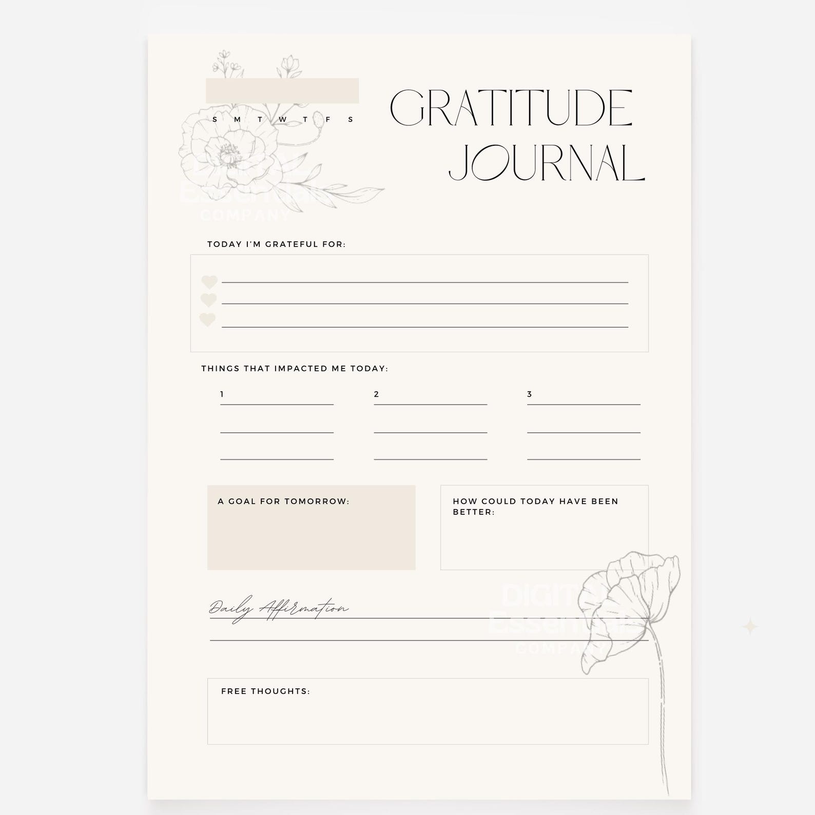 Digital Gratitude Journal - Daily Gratitude Journal - Daily Reflection ...