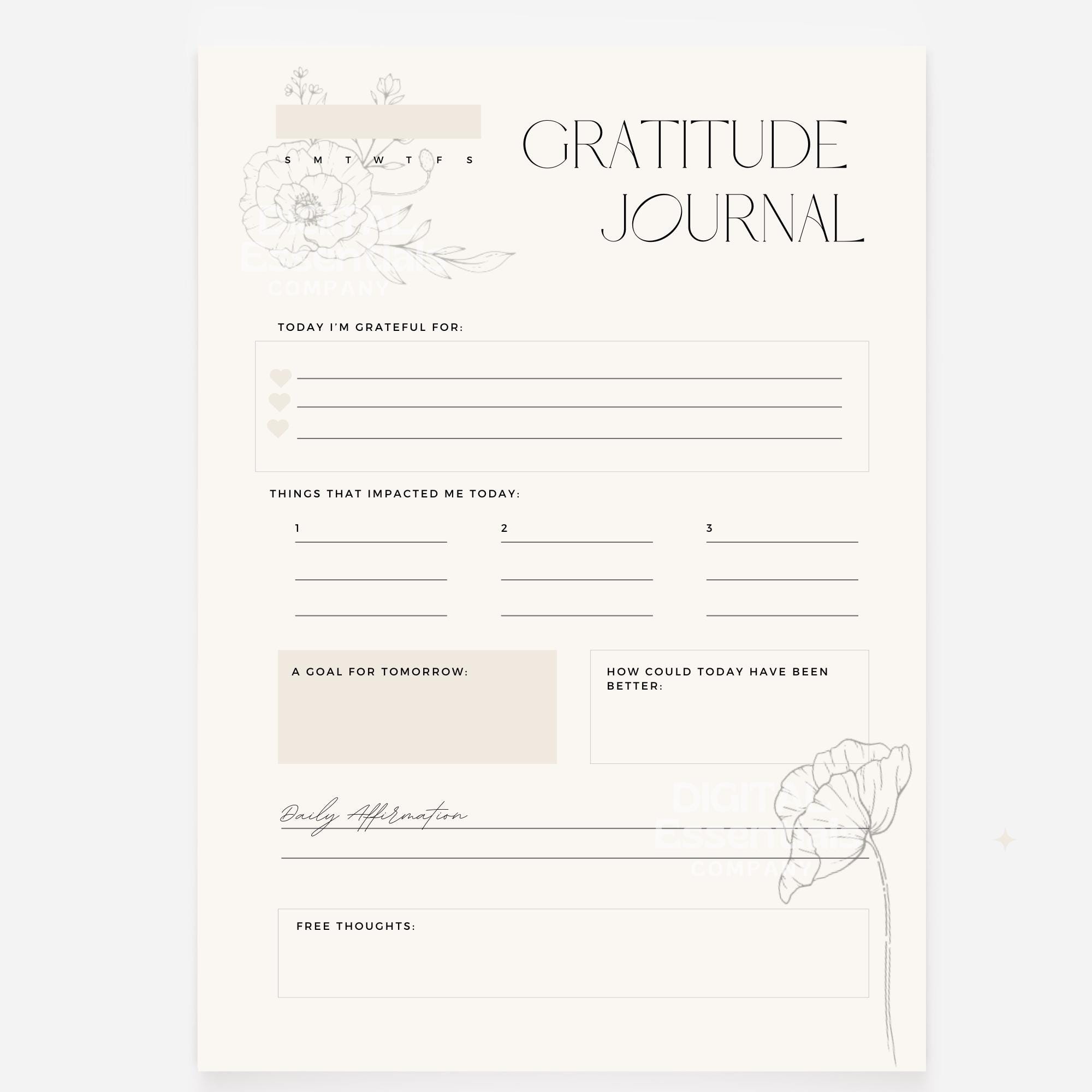 Digital Gratitude Journal - Daily Gratitude Journal - Daily Reflection ...