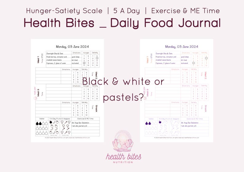 Daily Food Journal - Printable & Fillable Digital Food Log for Healthy ...