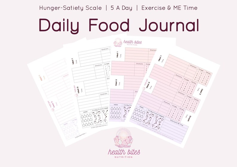 Daily Food Journal - Printable & Fillable Digital Food Log for Healthy ...