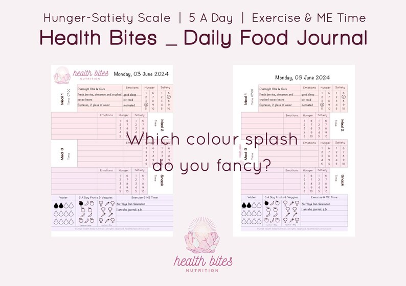 Daily Food Journal - Printable & Fillable Digital Food Log for Healthy ...