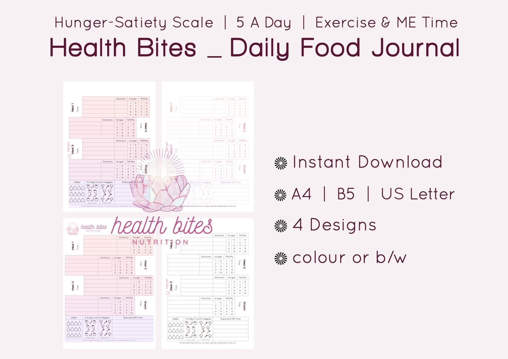 Daily Food Journal - Printable & Fillable Digital Food Log for Healthy ...