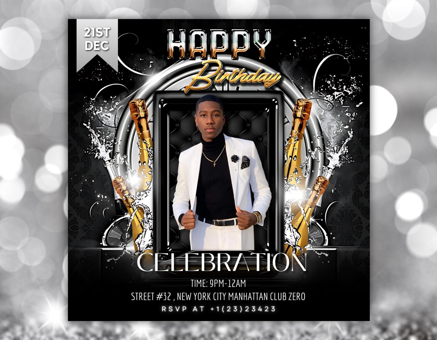 Birthday Flyer for Men, Birthday Invitation, Birthday Party Invitation ...