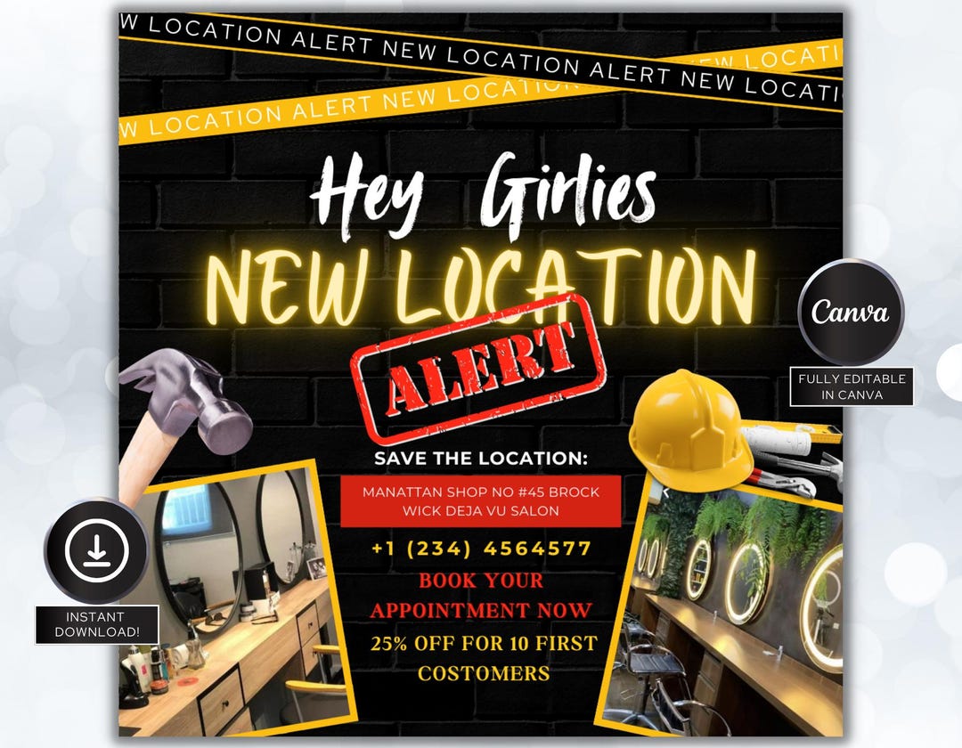 New Location Beauty Flyer, DIY Flyer Template Design, Store Opening ...