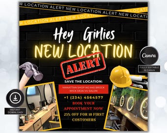 New Location Beauty Flyer, DIY Flyer Template Design, Store Opening ...