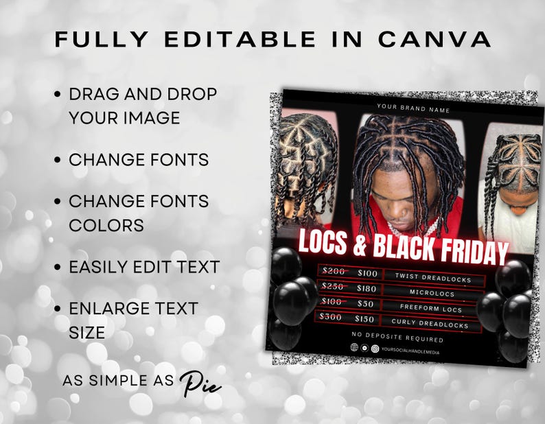 Black Friday Locs Flyer, DIY Locs Flyer, Locn Special Flyer Template ...